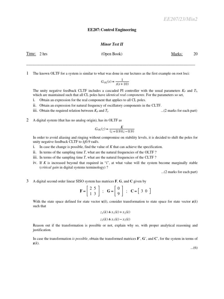 EE207 Min2 Sols | PDF | Vector Space | Complex Number