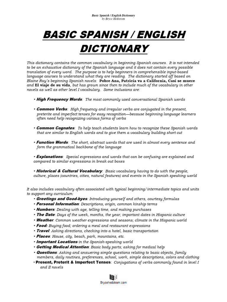 basic-spanish-english-dictionary-for-i-and-ii | PDF | English Language ... basic-spanish-english-dictionary-for-i-and-ii | PDF | English Language ...