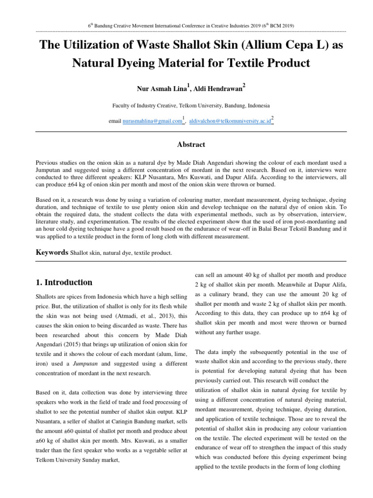 The Utilization of Waste Shallot Skin Al 6e99e8ad | PDF | Textiles | Dye