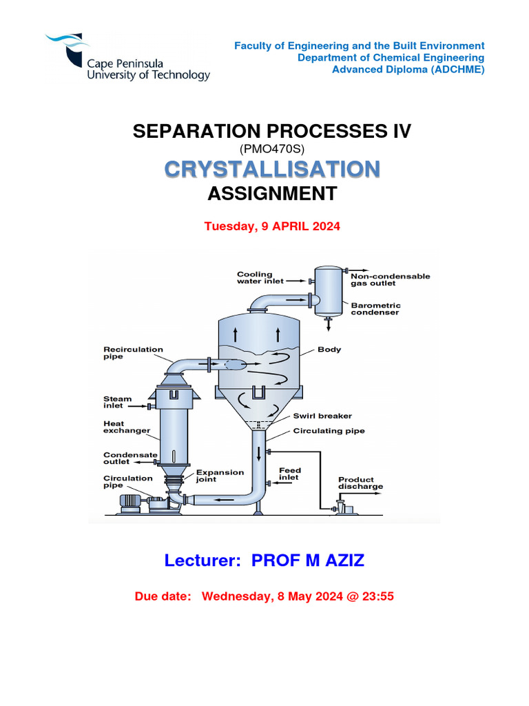 PROF M AZIZ - PMO470S - GA 1 - ASSIGN (Crystallization) - 2024 | PDF | Crystallization | Water
