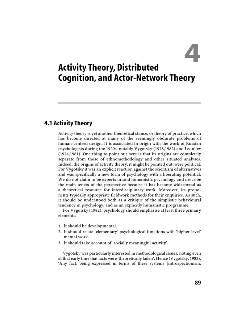 Activity Theory, Distributed Cognition, and Actor-Network Theory | PDF | Psychology | Concept