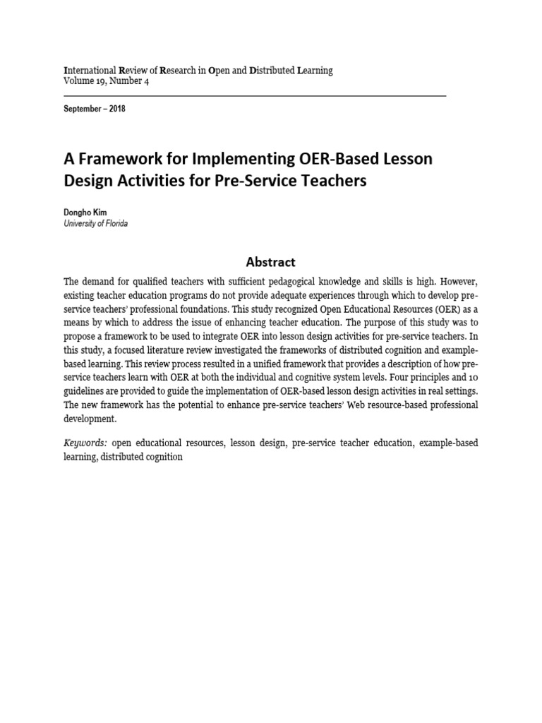 A Framework For Implementing OER-Based Lesson Desi | PDF | Learning ...