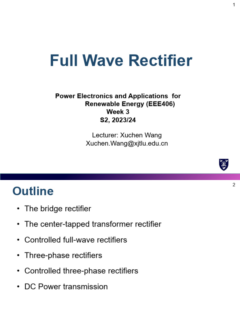 Week 3_fullwave rectifier | PDF | Rectifier | Power Inverter