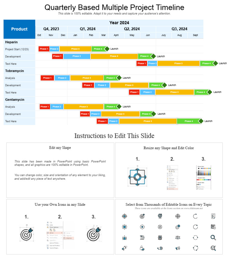 Quarterly Based Multiple Project Timeline WD | PDF