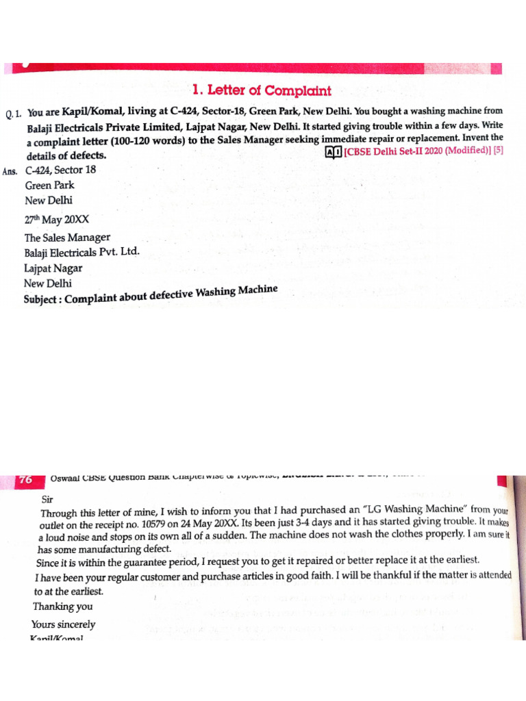 Letter Writing Class 10th | PDF