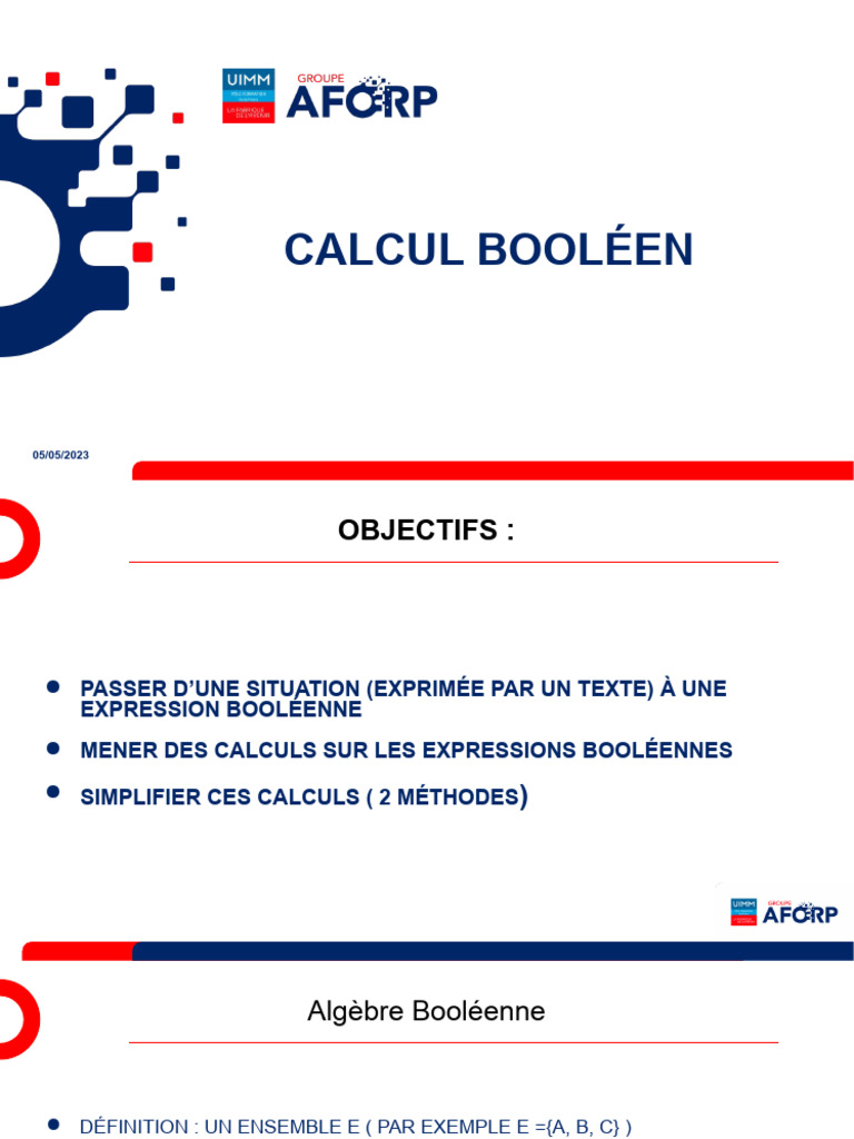 CALCUL BOOLEEN (2) | PDF | Algèbre de Boole (logique) | Enseignement ...