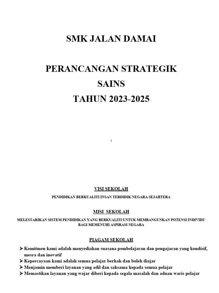Perancangan Strategik Panitia Sains 2023-2025 | PDF