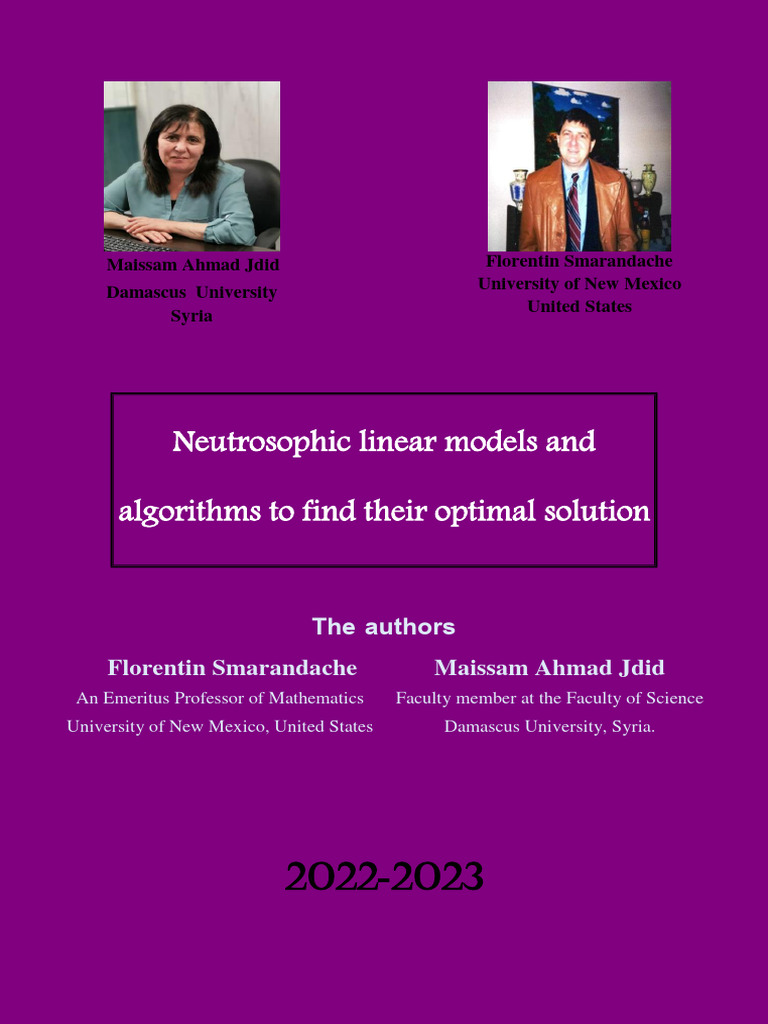 Neutrosophic Linear Models and Algorithms To Find Their Optimal Solution | PDF | Linear ...