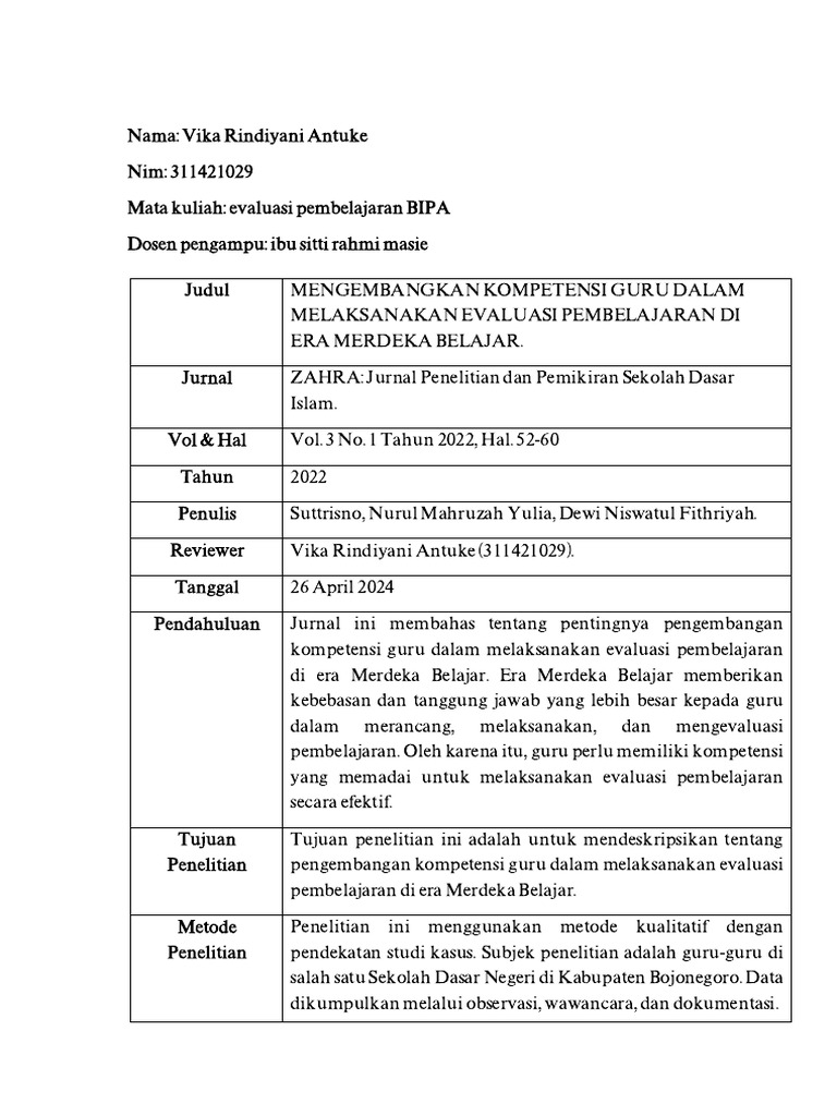 Review Vika Rindiyani Antuke | PDF