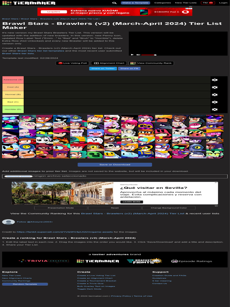 Create a Brawl Stars - Brawlers (v2) (March-April 2024) Tier List ...