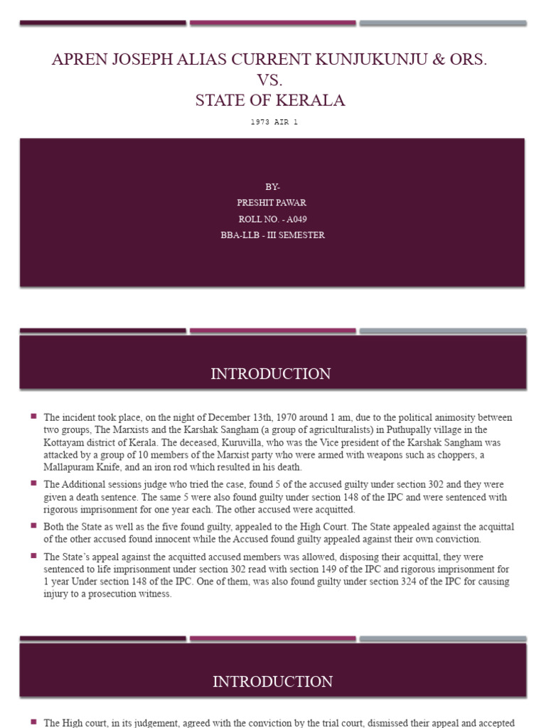 Apren Joseph Alias Current Kunjukunju & Ors | PDF | Acquittal | Judgment (Law)