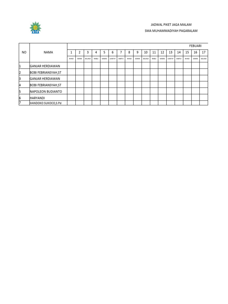 Absen Jaga Malam | PDF