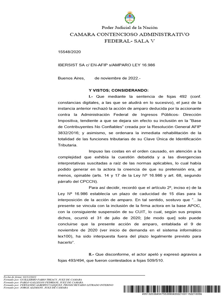 CNACAF V 2022 - Ibersis - Publicac en Base Contr No Conf Acto ...