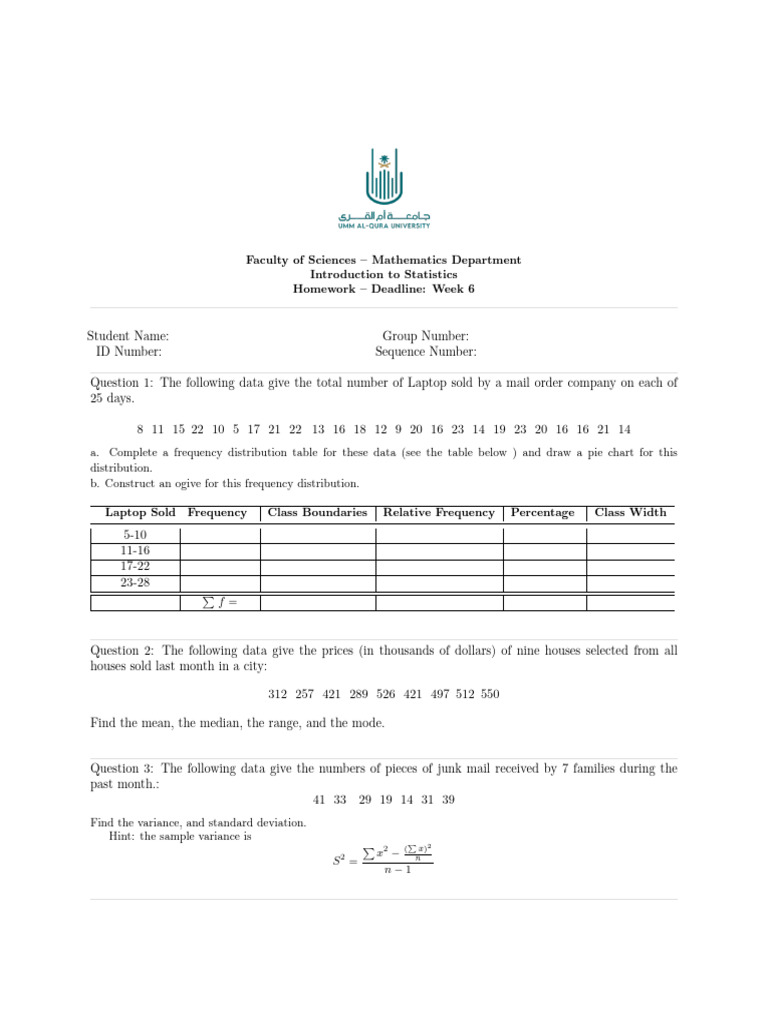 Homework | PDF | Descriptive Statistics | Statistical Theory