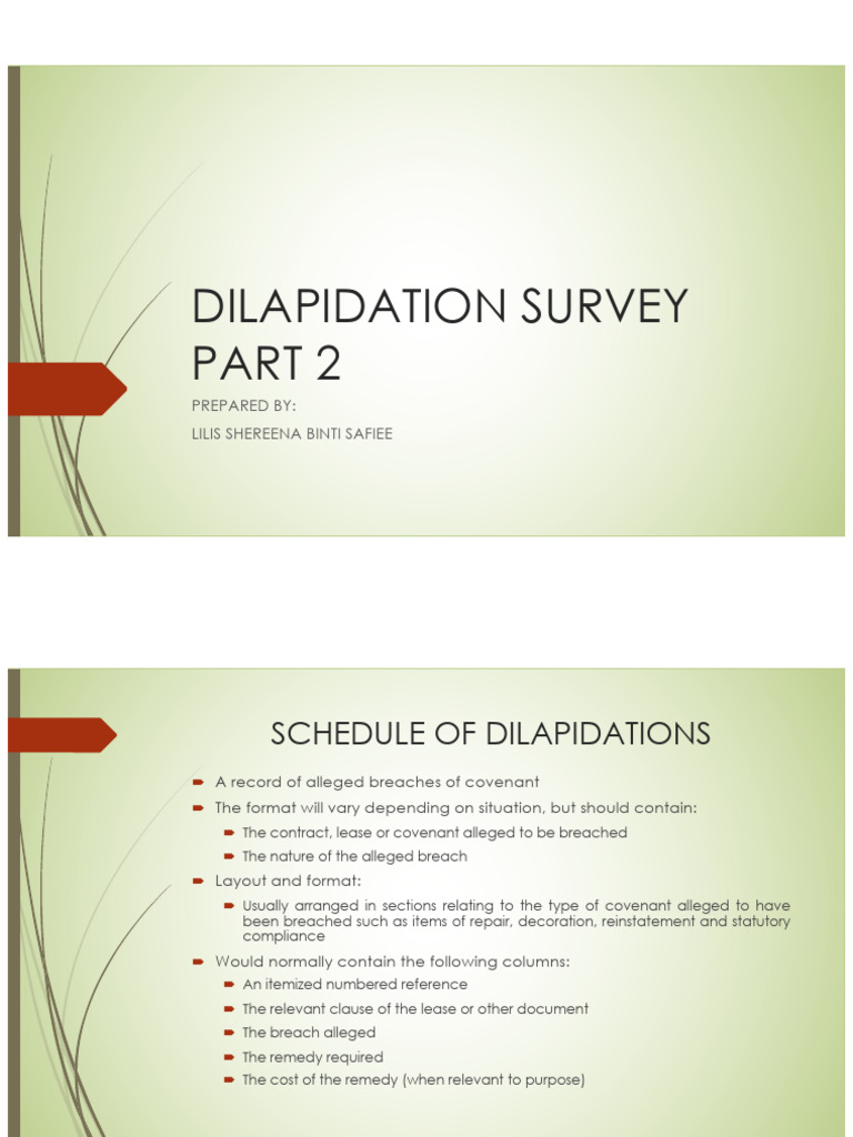 Dilapidation Survey 2-2 | PDF | Landlord | Leasehold Estate