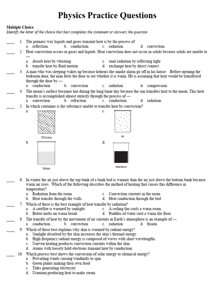 Physics Practice Questions | PDF | Heat Transfer | Solar Energy