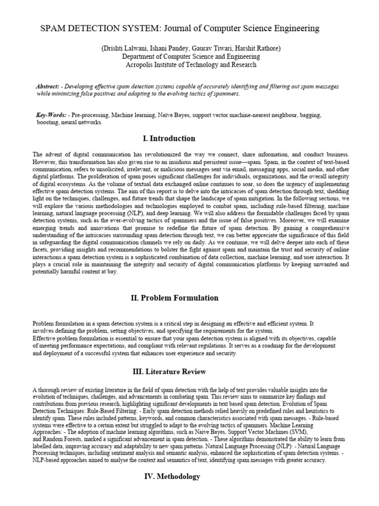 Major-Final Research Paper | PDF | Spamming | Email Spam