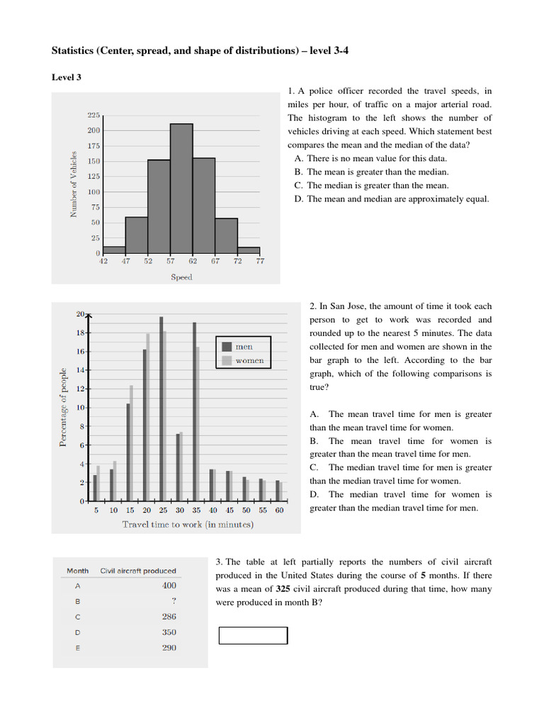 Analyzing Statistical Distributions | PDF | Median | Mean