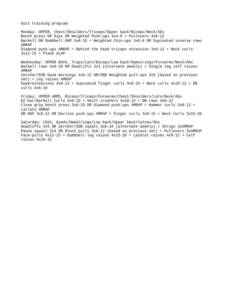 Guts Training Program | PDF