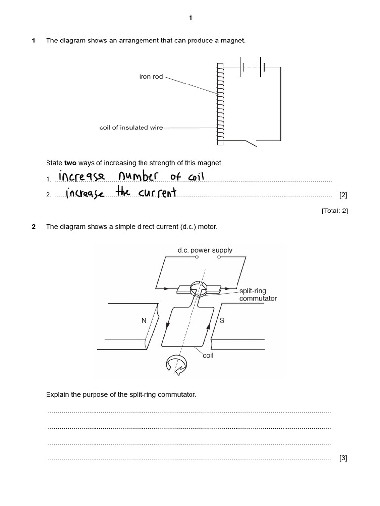 Motors and Magnets Qs | PDF | Magnetic Field | Electric Motor