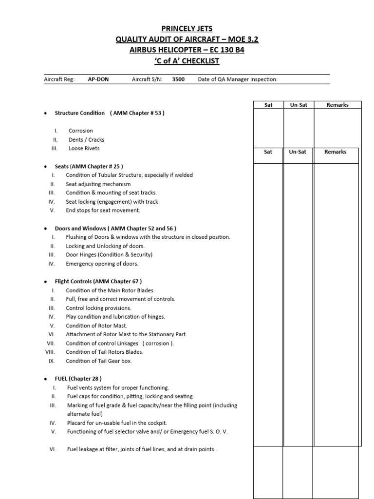 C of A Checklist AP-DON | PDF | Helicopter Rotor | Aircraft
