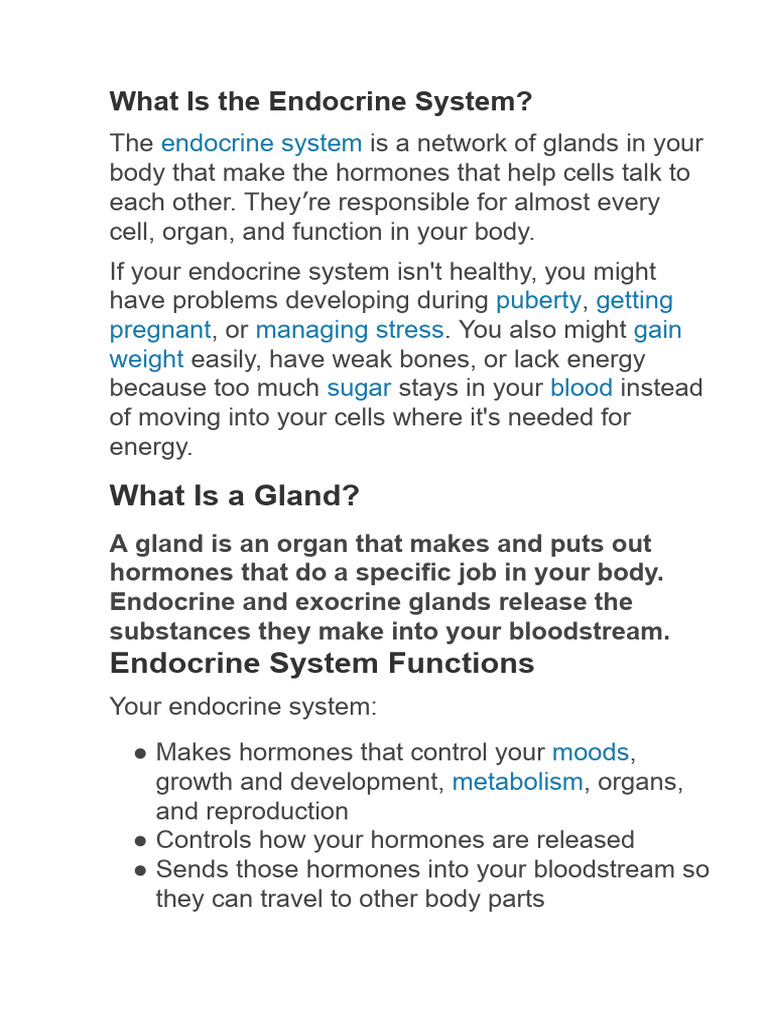 What Is The Endocrine System | PDF | Endocrine System | Human Body