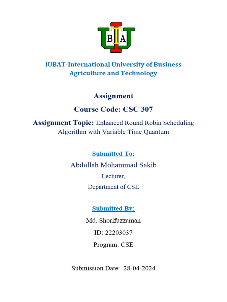 Md. Shorifuzzaman - 22203037 - CSC 307 - D | PDF | Scheduling (Computing) | Computer Programming