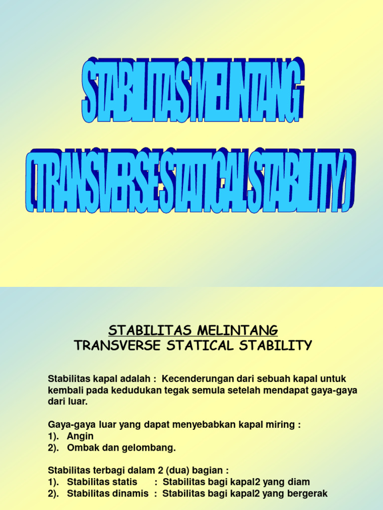 Stabilitas Melintang Kapal dan Titik Berat | PDF
