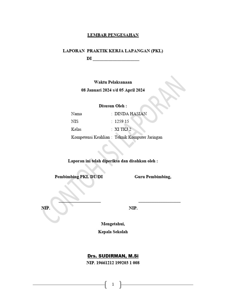 Contoh Isi Laporan-1 | PDF