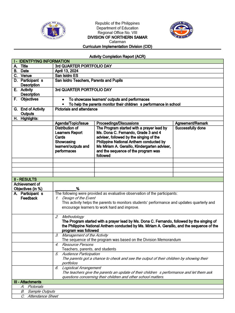 ACR 3rd Quarter Portfolio Day SAN ISIDRO ES | PDF | Behavior Modification | Learning
