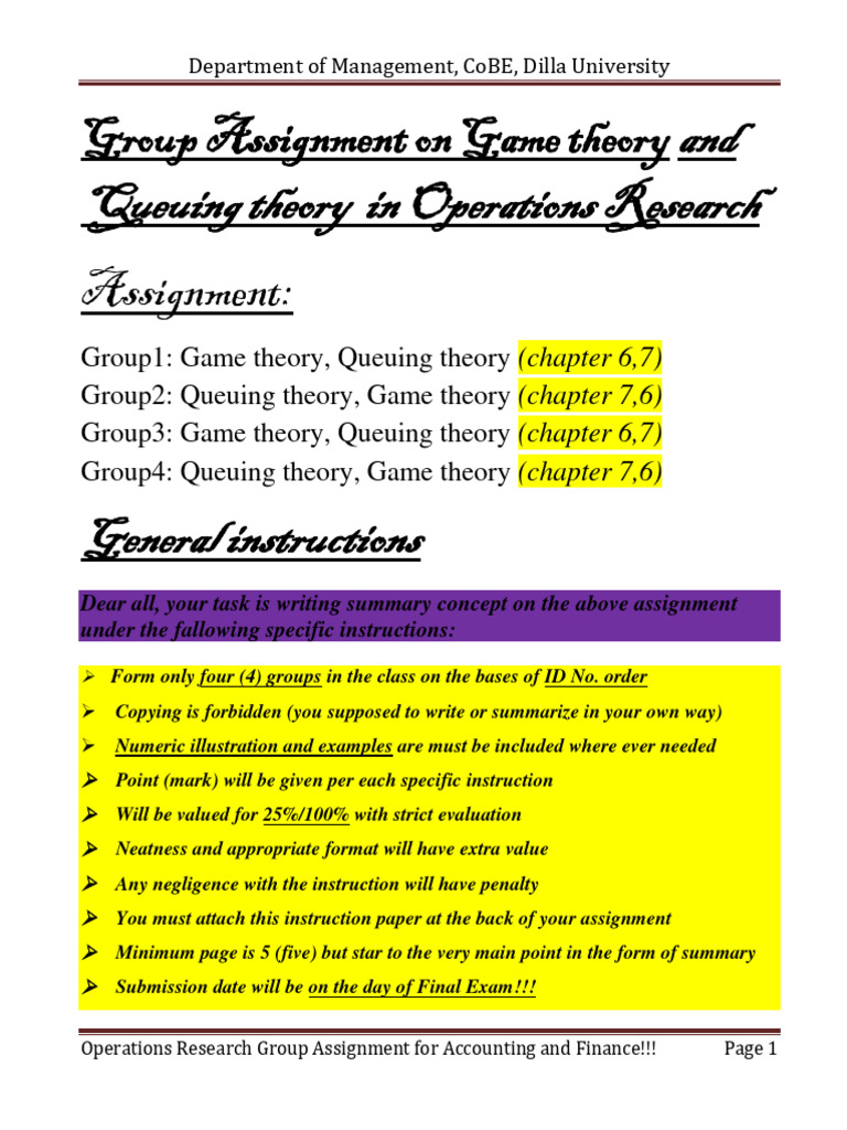 Operation Research Group Assignment N Pdf