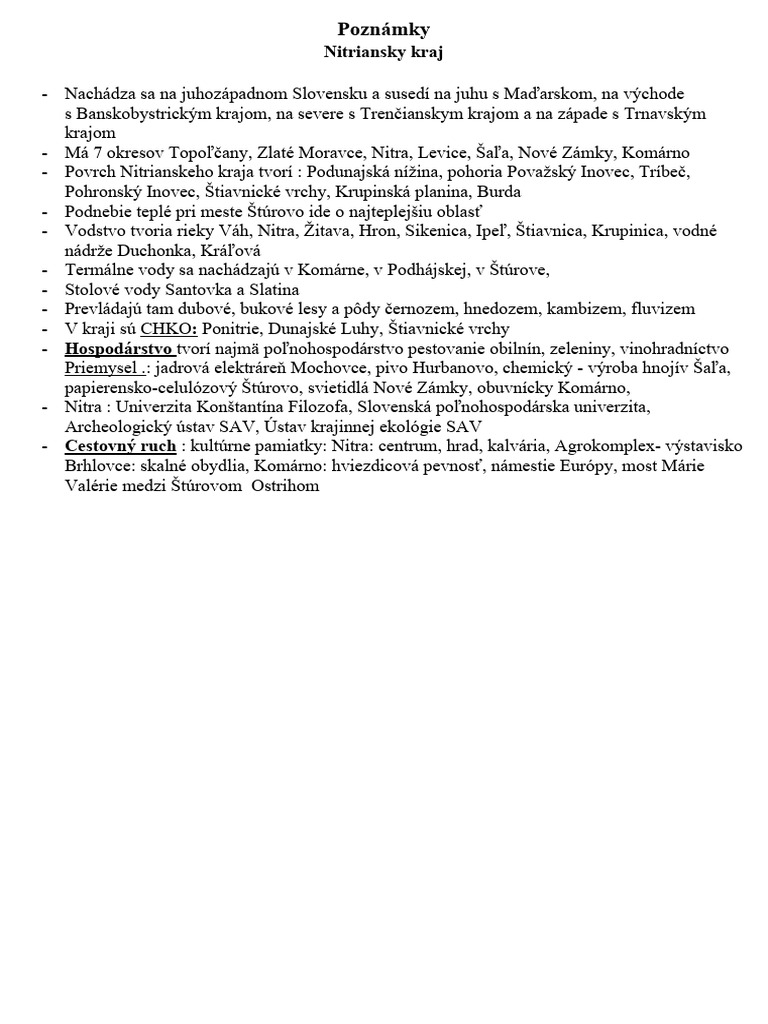 Nitriansky Kraj Poznámky | PDF