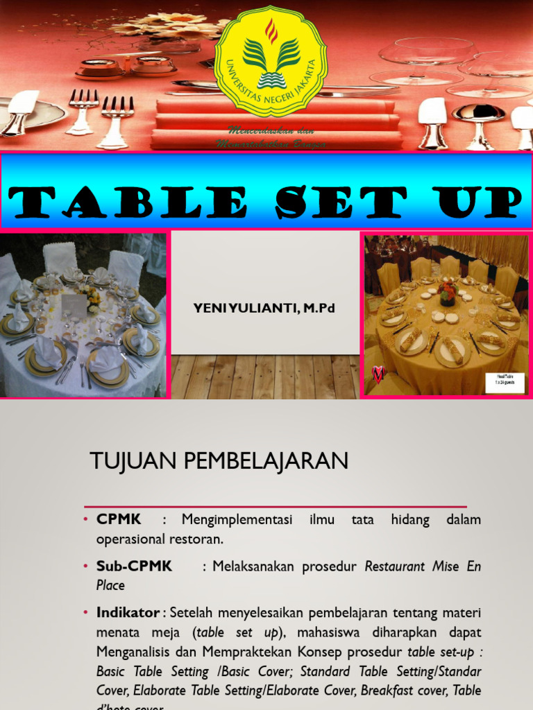 Table Set Up Yeni Yulianti | PDF