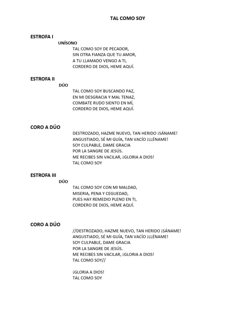 Tal Como Soy | PDF