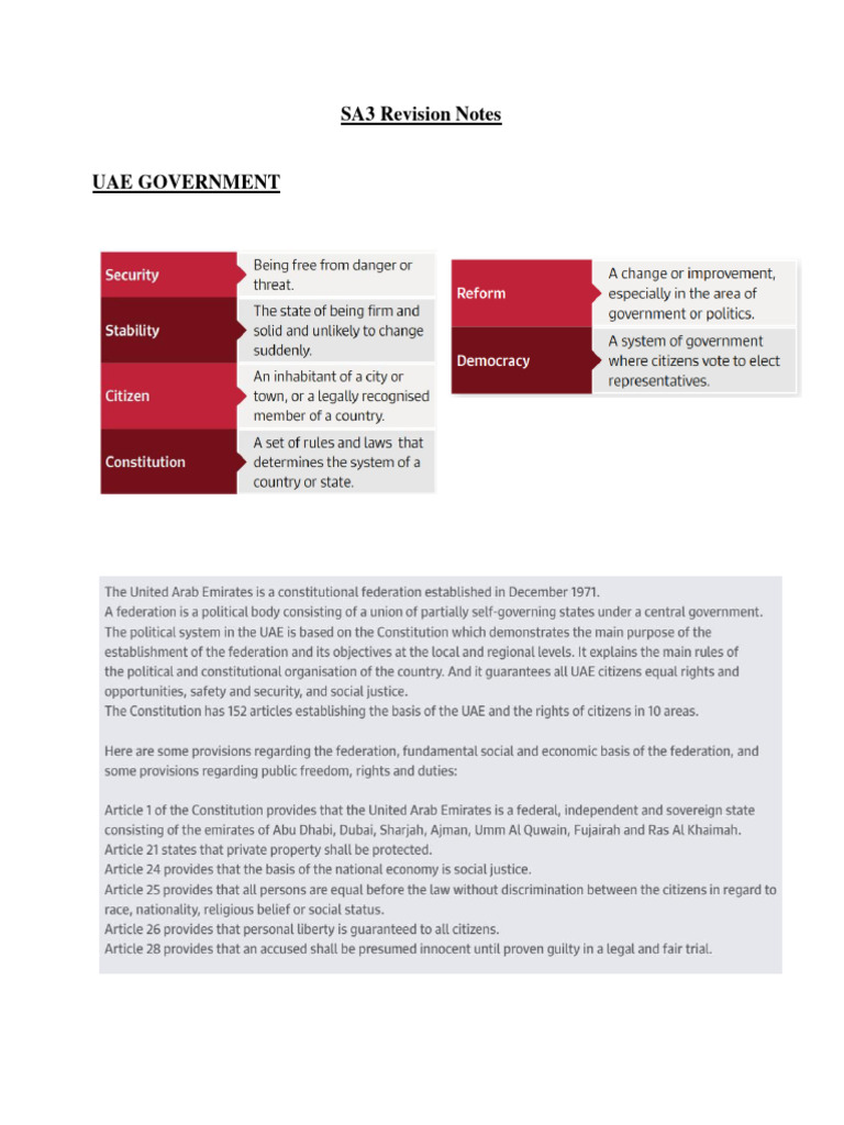 UAE MSCS Grade 9 Civic Engagement Notes | PDF | Politics | Social Science