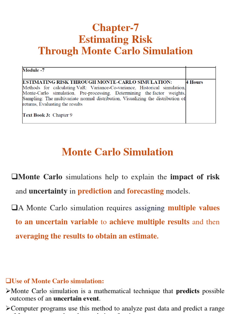 MODULE-Estimating Risk Through Monte Carlo Simulation | PDF | Financial Risk | Monte Carlo Method