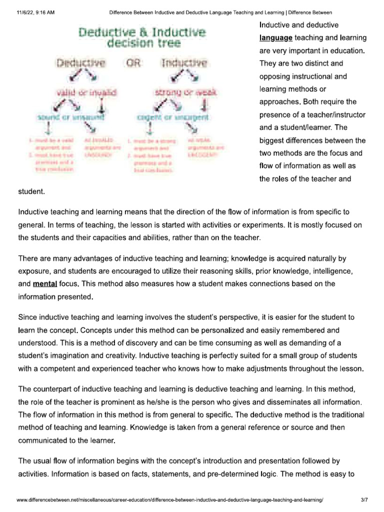 Inductive Vs Deductive Language Teaching and Learning | PDF