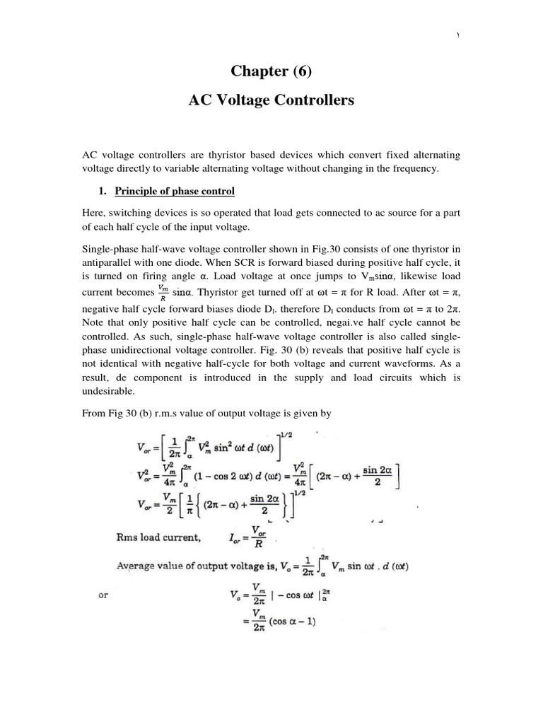 Chapter (6) AC Voltage Controller | PDF | Root Mean Square | Computer ...
