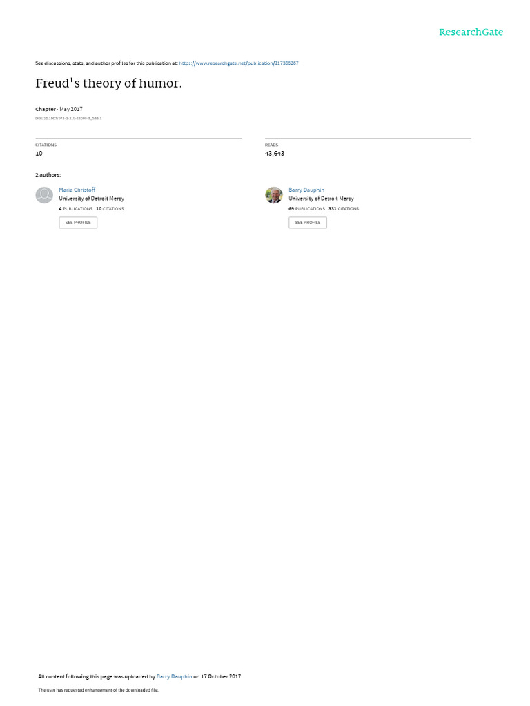 Freuds Theoryof Humor | PDF | Sigmund Freud | Unconscious Mind