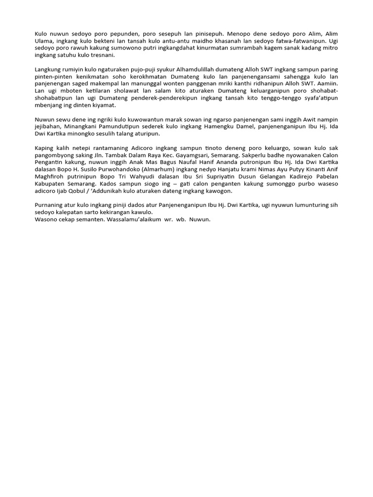 Atur Sasrahan Lan Sowan | PDF