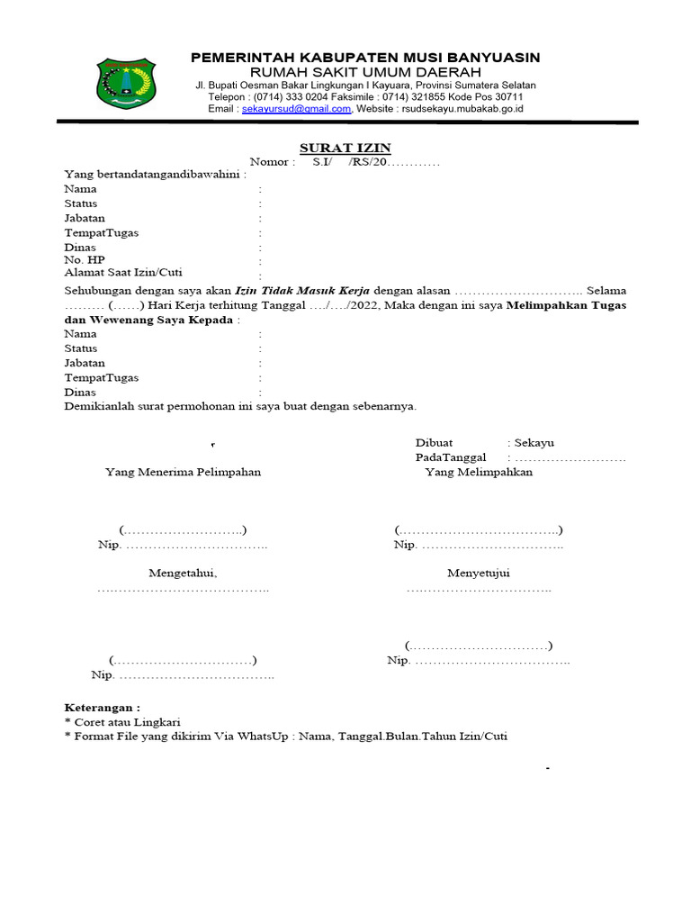 Form Surat Ijin | PDF