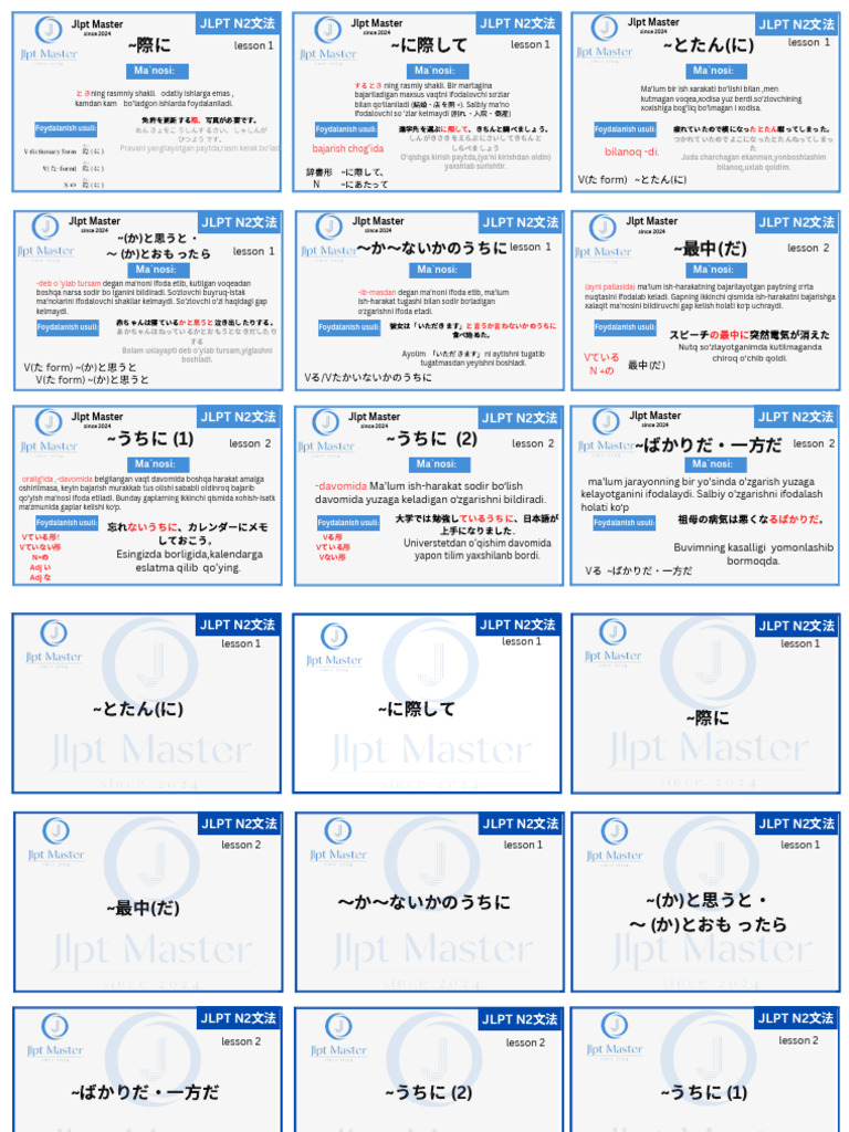 JLPT Master Grammar Part1 | PDF