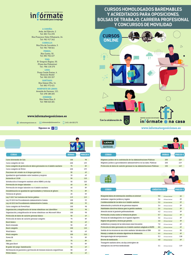Díptico Cursos Homologados Infórmate Oposiciones - Original | PDF