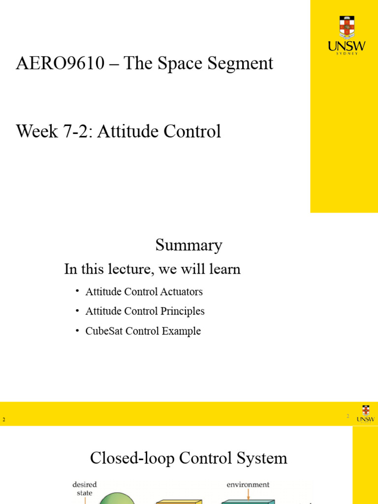 Attitude Control in AERO9610 | PDF | Gyroscope | Mechanical Engineering