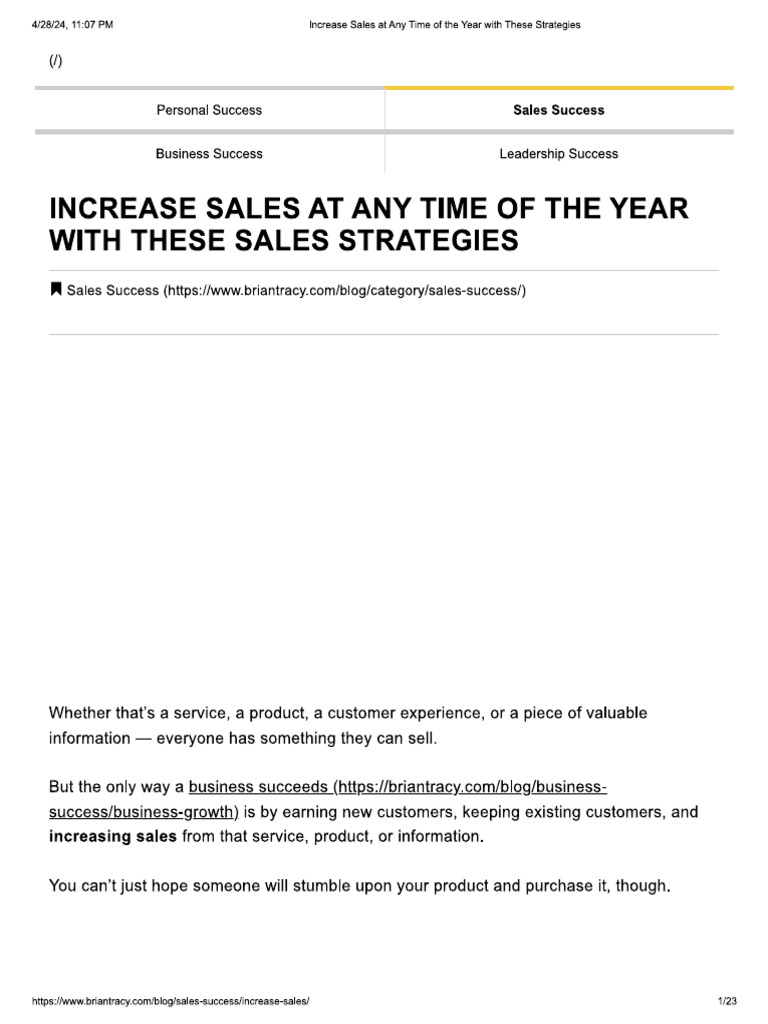 Increase Sales - BT | PDF