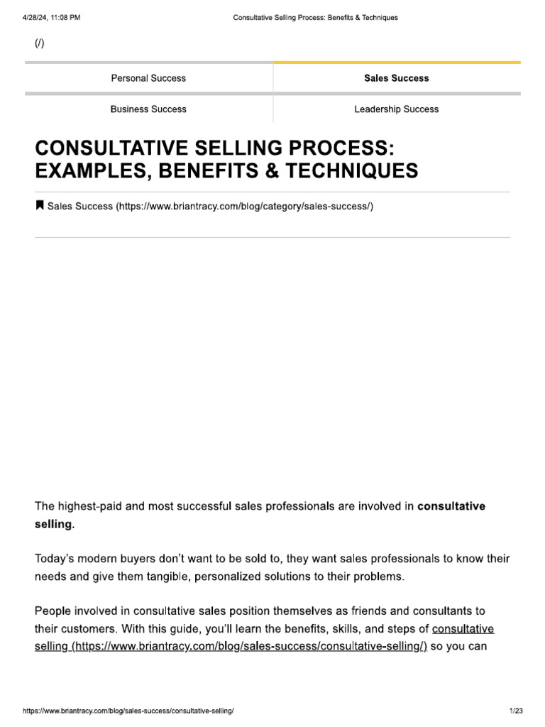 Consultative Selling - BT | PDF