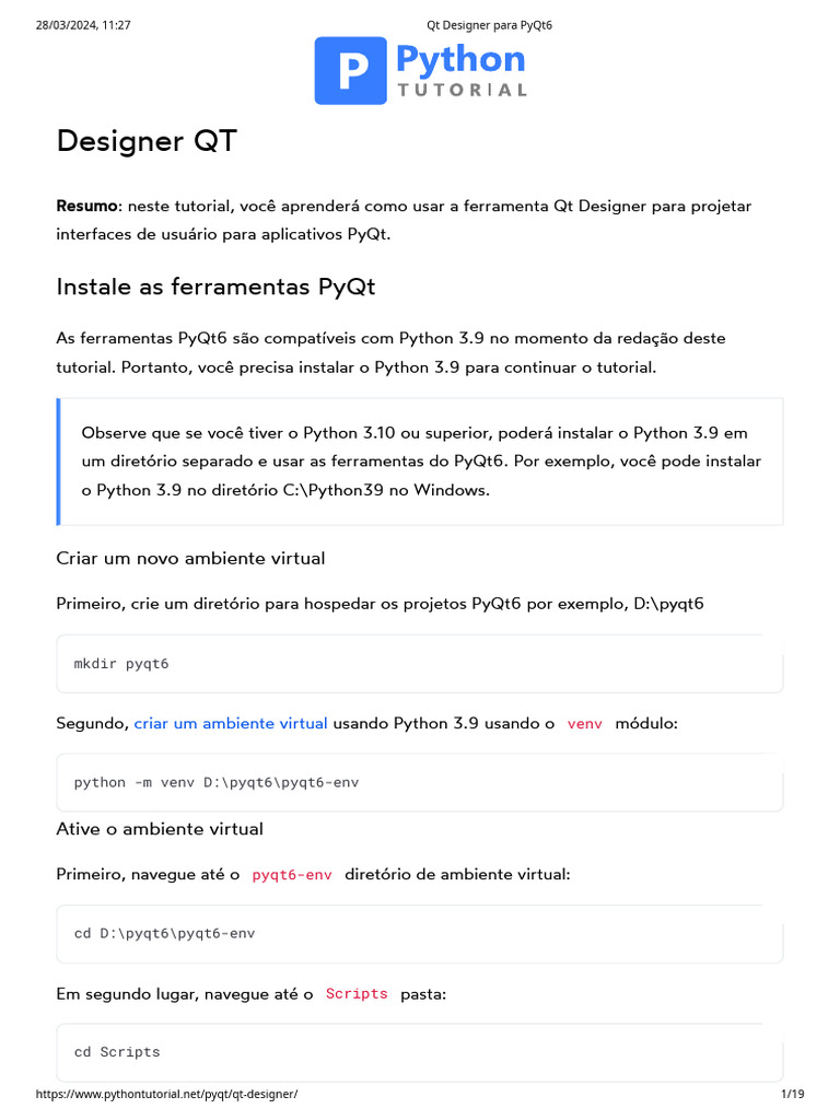 QT Designer para PyQt6 | PDF | Python (linguagem de programação ...