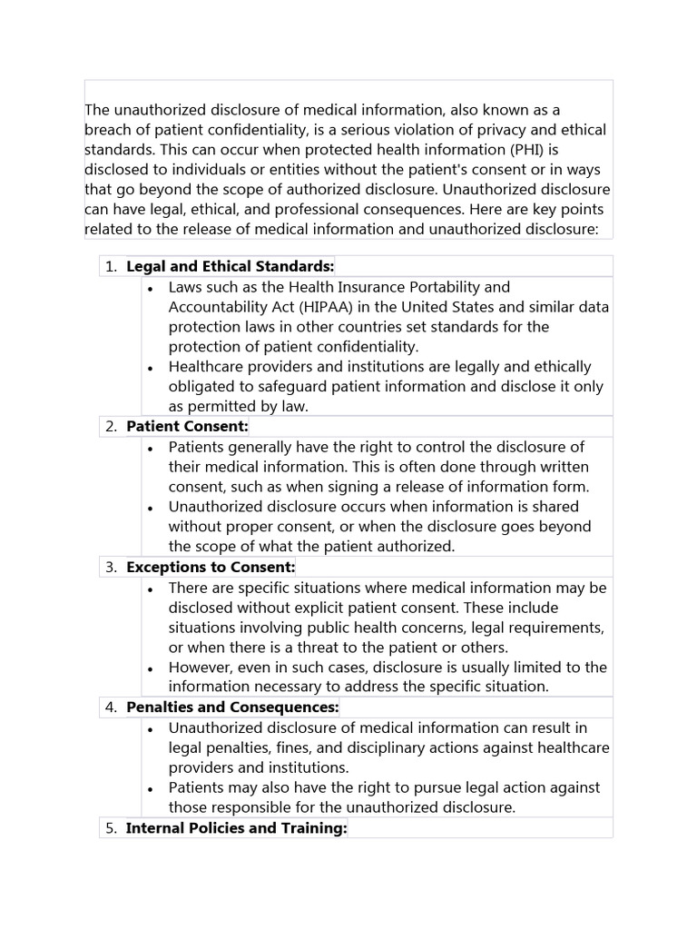 The Unauthorized Disclosure of Medical Information | PDF | Medical ...