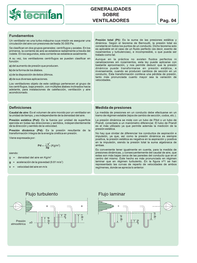 Generalidades Sobre Ventiladores | PDF | Presión | Turbulencia