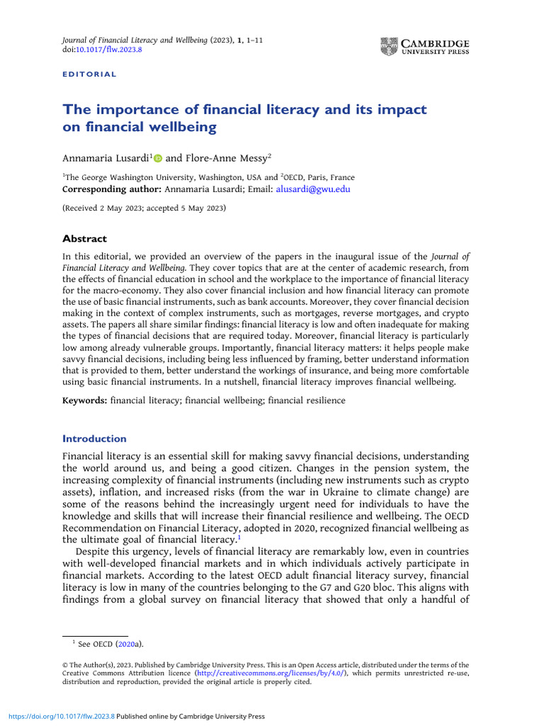 The Importance of Financial Literacy and Its Impact On Financial ...